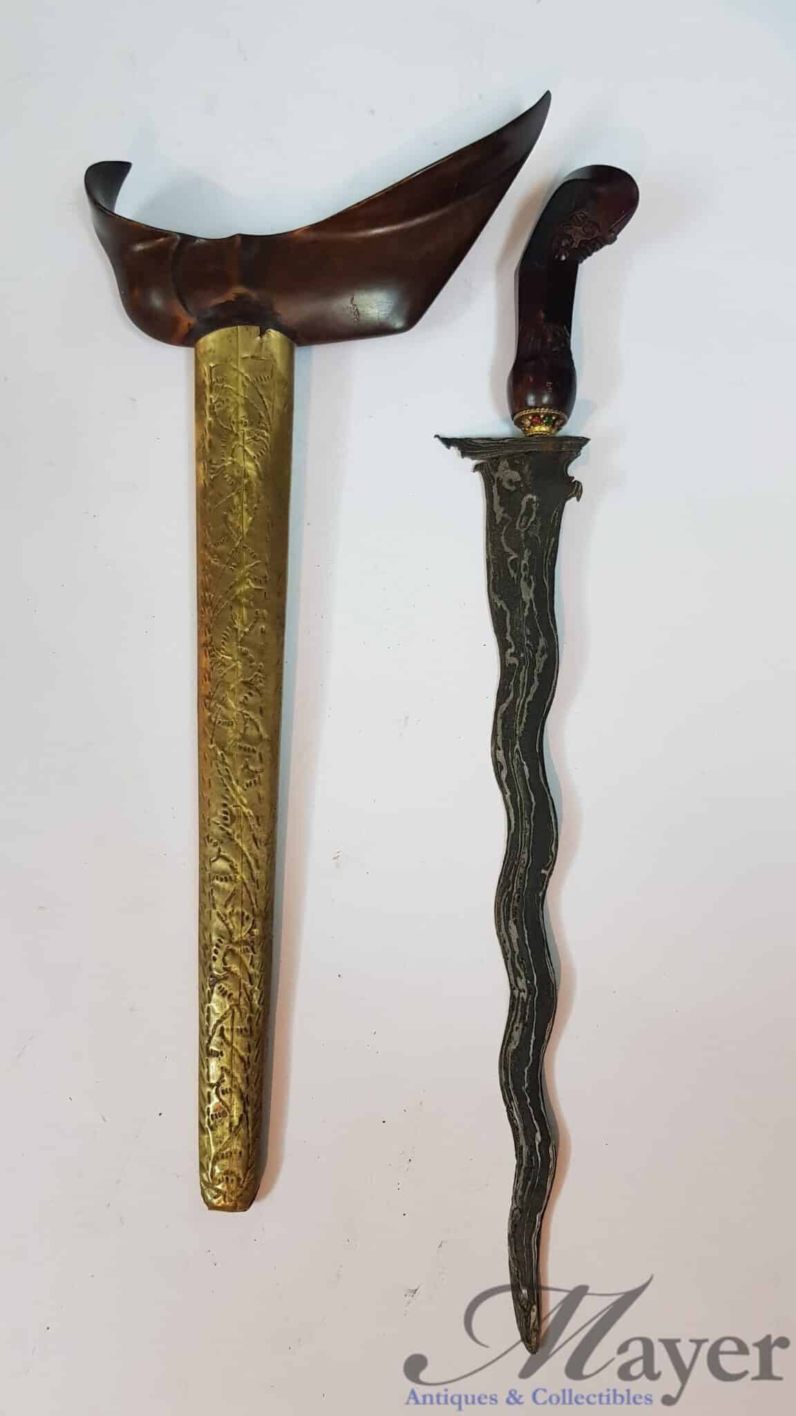 Beautiful Kris Dagger And Brass Scabbard From Java Island - Mayer ...