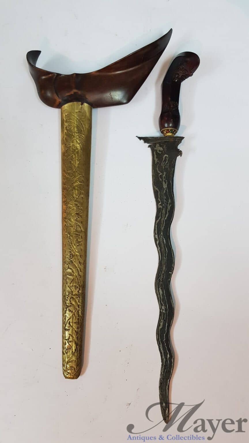 Beautiful Kris Dagger And Brass Scabbard From Java Island - Mayer ...