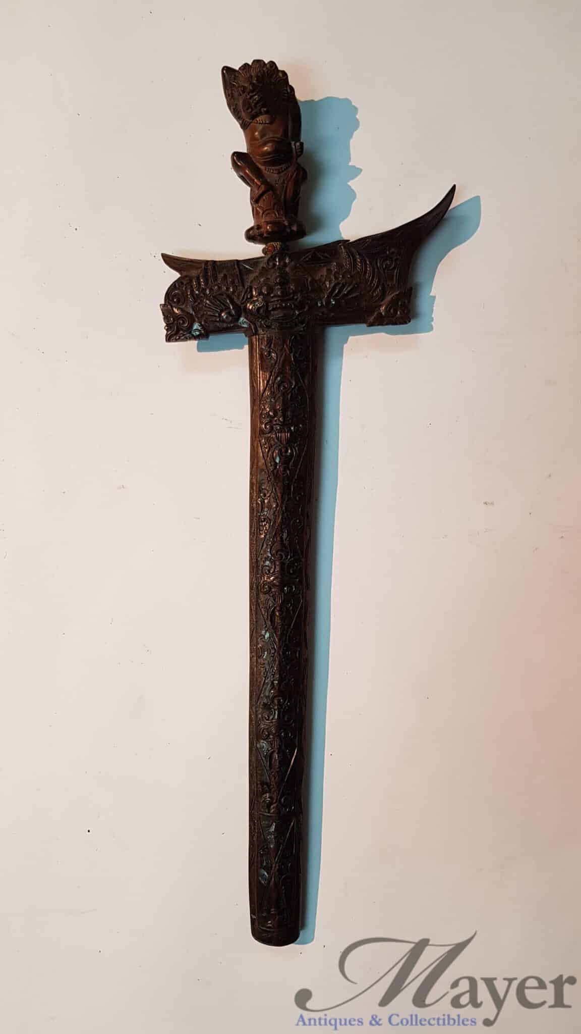 Indonesian Kris Dagger Wooden Masterpiece - Mayer Antiques & Collectibles