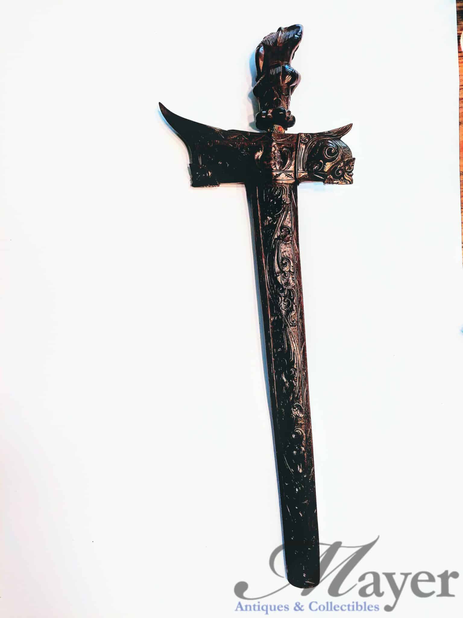 Indonesian Kris Dagger Wooden Masterpiece - Mayer Antiques & Collectibles