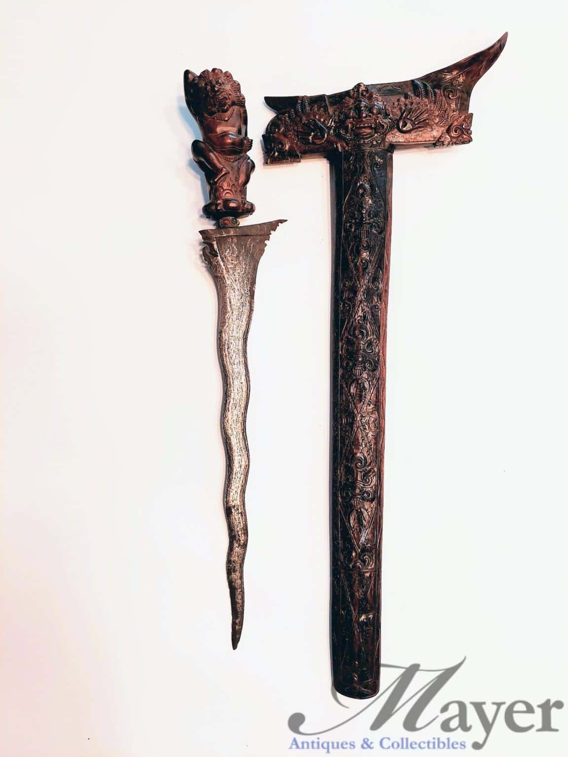 Indonesian Kris Dagger Wooden Masterpiece - Mayer Antiques & Collectibles