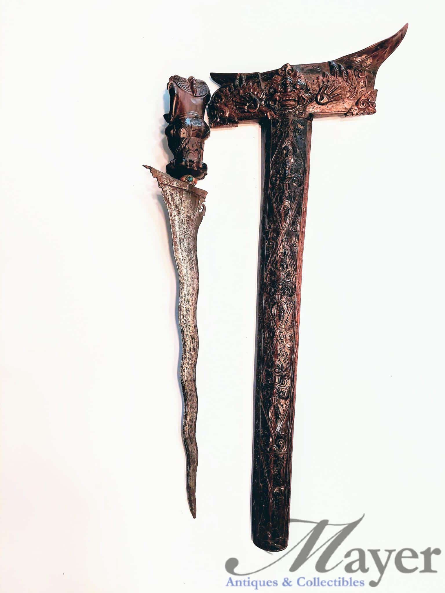 Indonesian Kris Dagger Wooden Masterpiece - Mayer Antiques & Collectibles