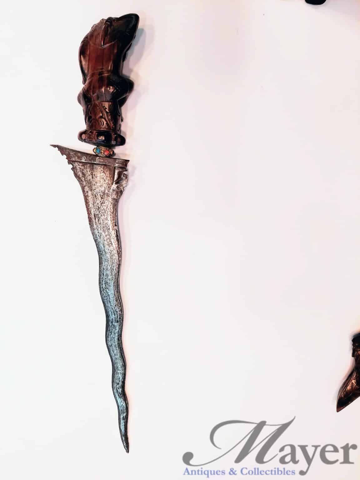 Indonesian Kris Dagger Wooden Masterpiece - Mayer Antiques & Collectibles