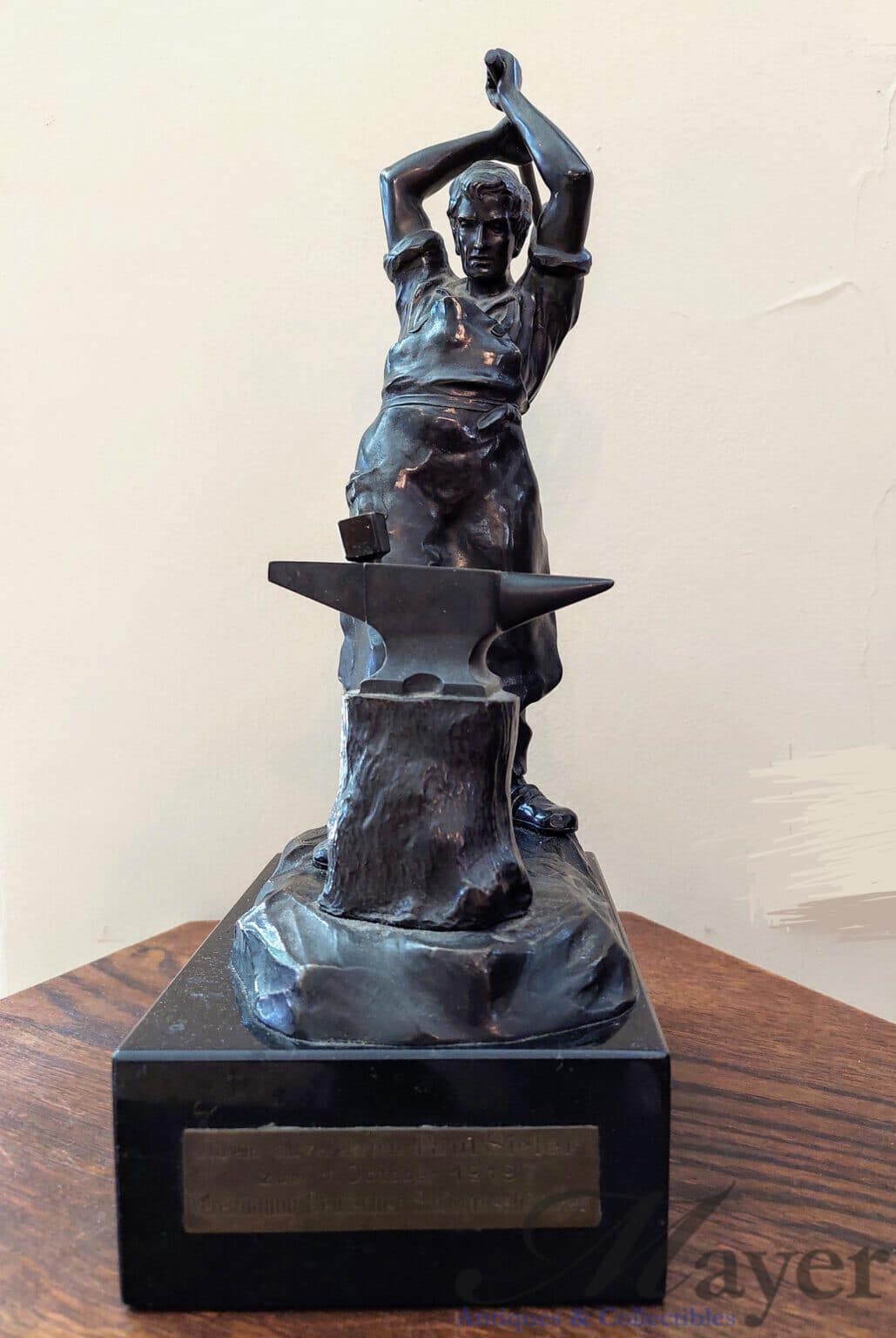 German Blacksmith Bronze Sculpture - Mayer Antiques & Collectibles