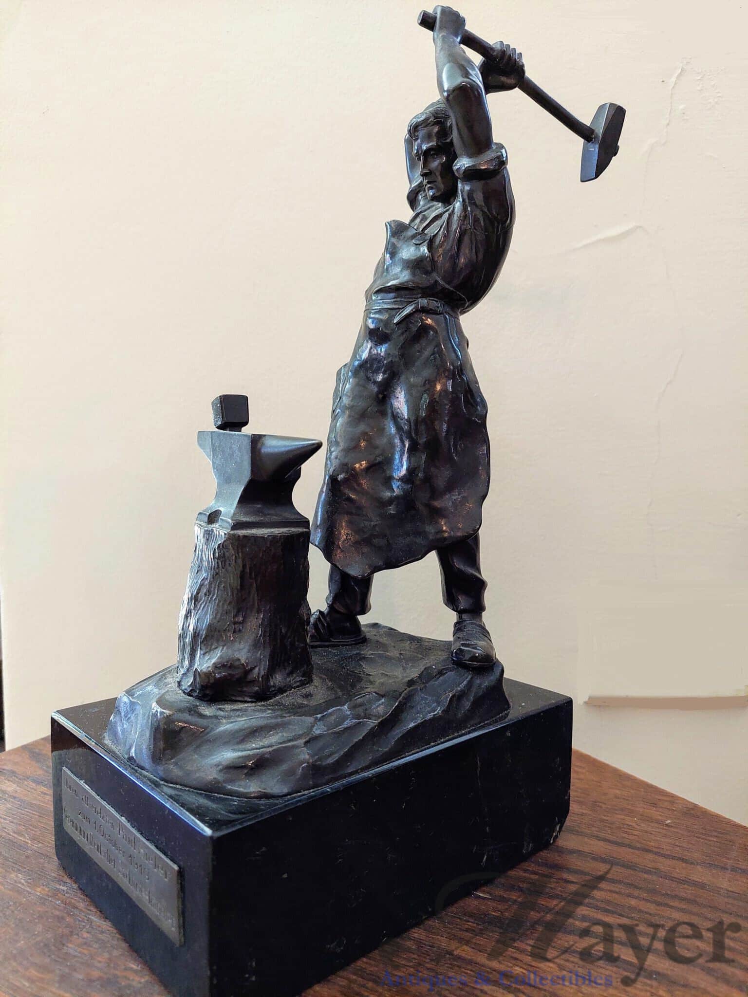 German Blacksmith Bronze Sculpture - Mayer Antiques & Collectibles