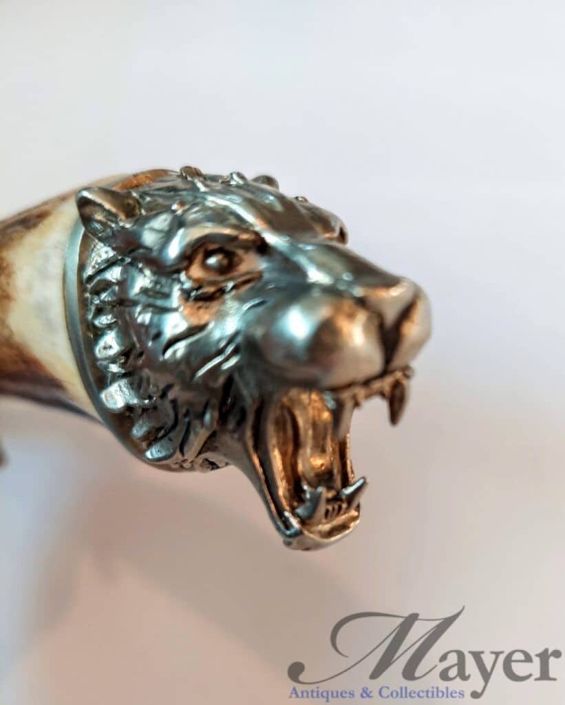 Lion Head Knife with Jerry Fisk marked Damascus Blade
