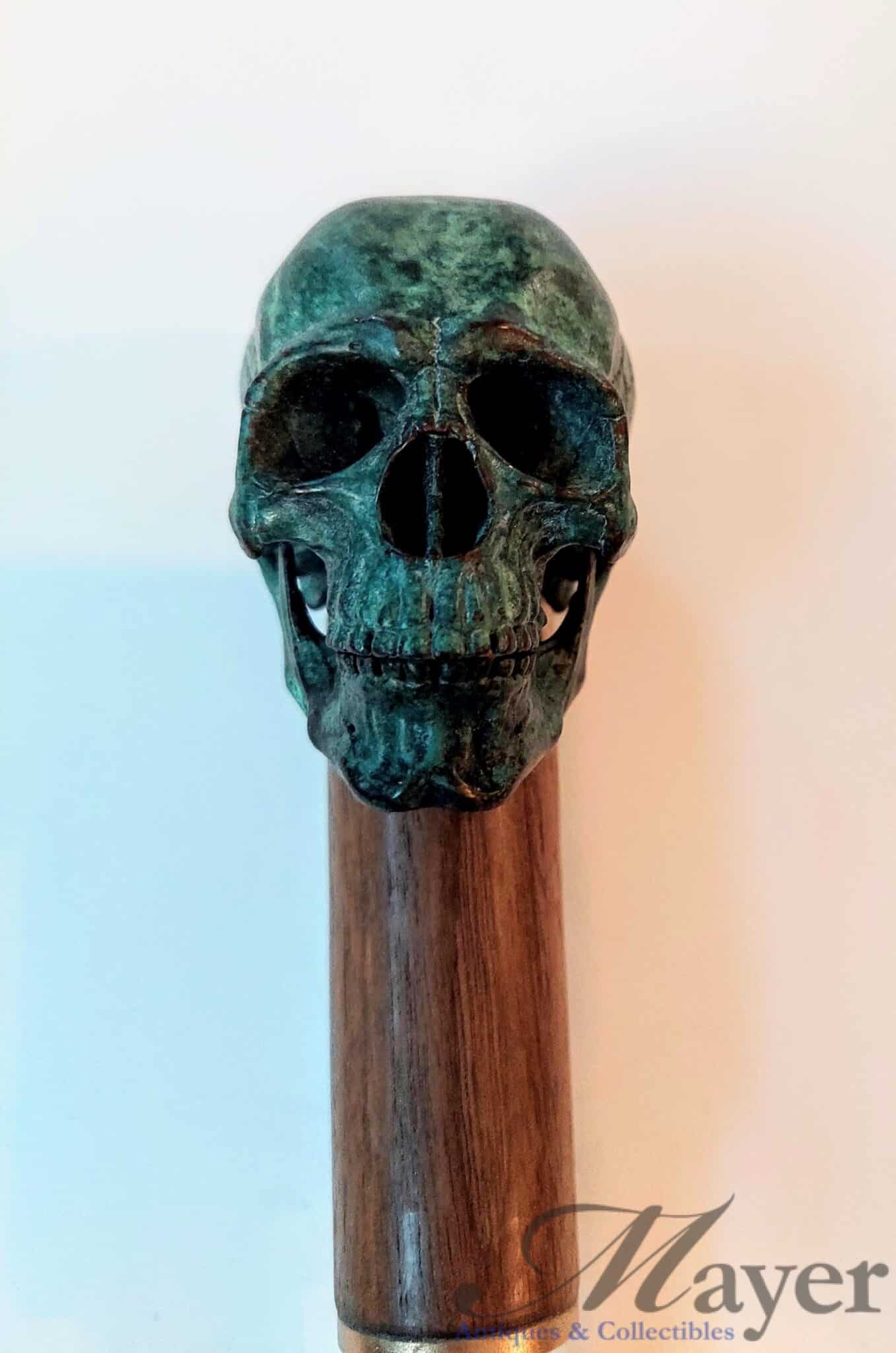 Walking Cane Sword with Greenish Bronze Skull - Mayer Antiques ...